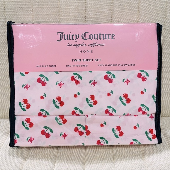 Juicy Couture | Bedding | New Juicy Couture Pink Heart Cherry Sheets Twin Sheet Set 4 Piece ...